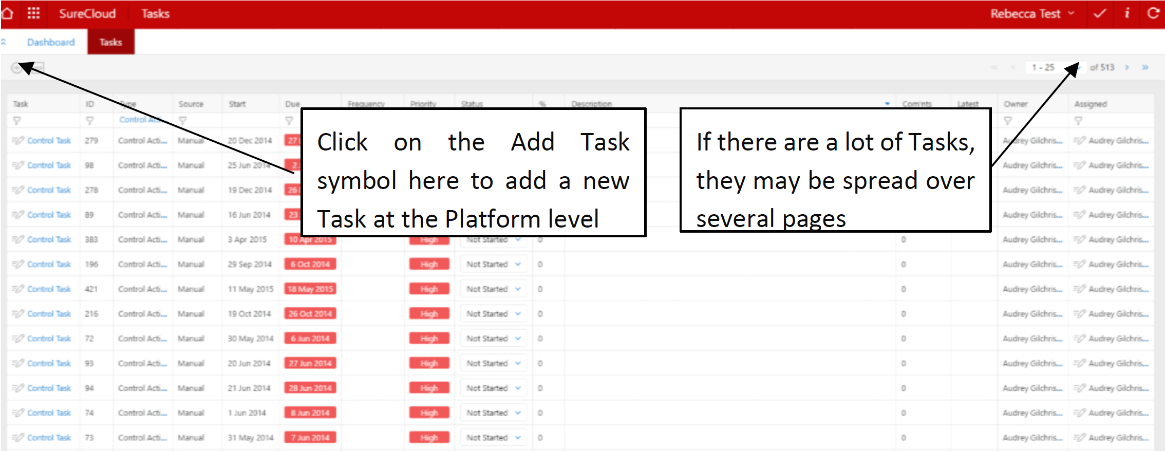 Filtering Tasks – SureCloud Help Center
